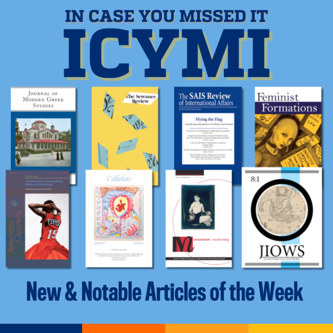 ICYMI: New & Notable Articles (12 Aug 2024) | Hopkins Press
